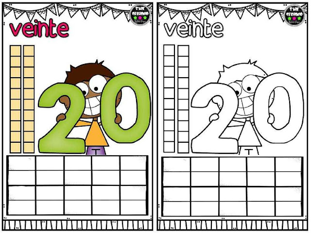 Fichas de Primaria: Cuenta y colorea números del 1 al 20