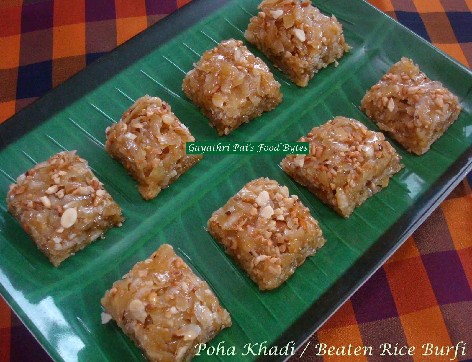 Gayathri Pai's Food Bytes: Poha Khadi / Beaten Rice Burfi / Pova Chikki.