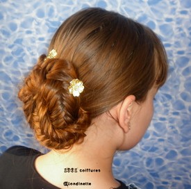 Chignon avec double macarons de tresses en épi | coiffure cheveux long ...