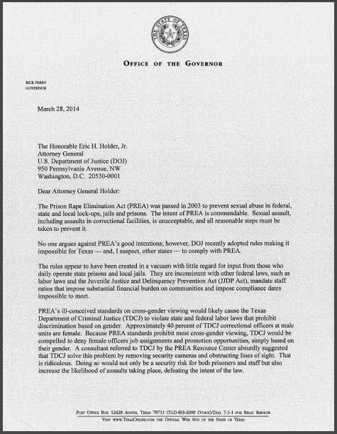 Texas Prisons' Blog: Governor Perry Sends Letter to US Attorney General ...