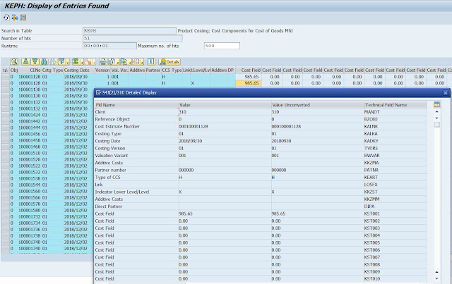 SAP FICO Corner: SAP Product Costing, Cost Estimates Tables