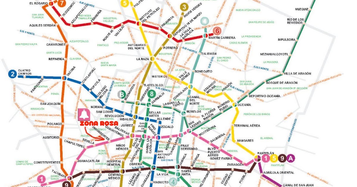 Zona Rosa: Plano del metro