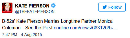 Joe. My. God.: Kate Pierson Gets Married