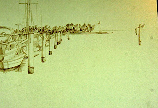 Susan Fowler Fine Art: Charcoal Sketch ,Boats "Harbor Scene" by ...