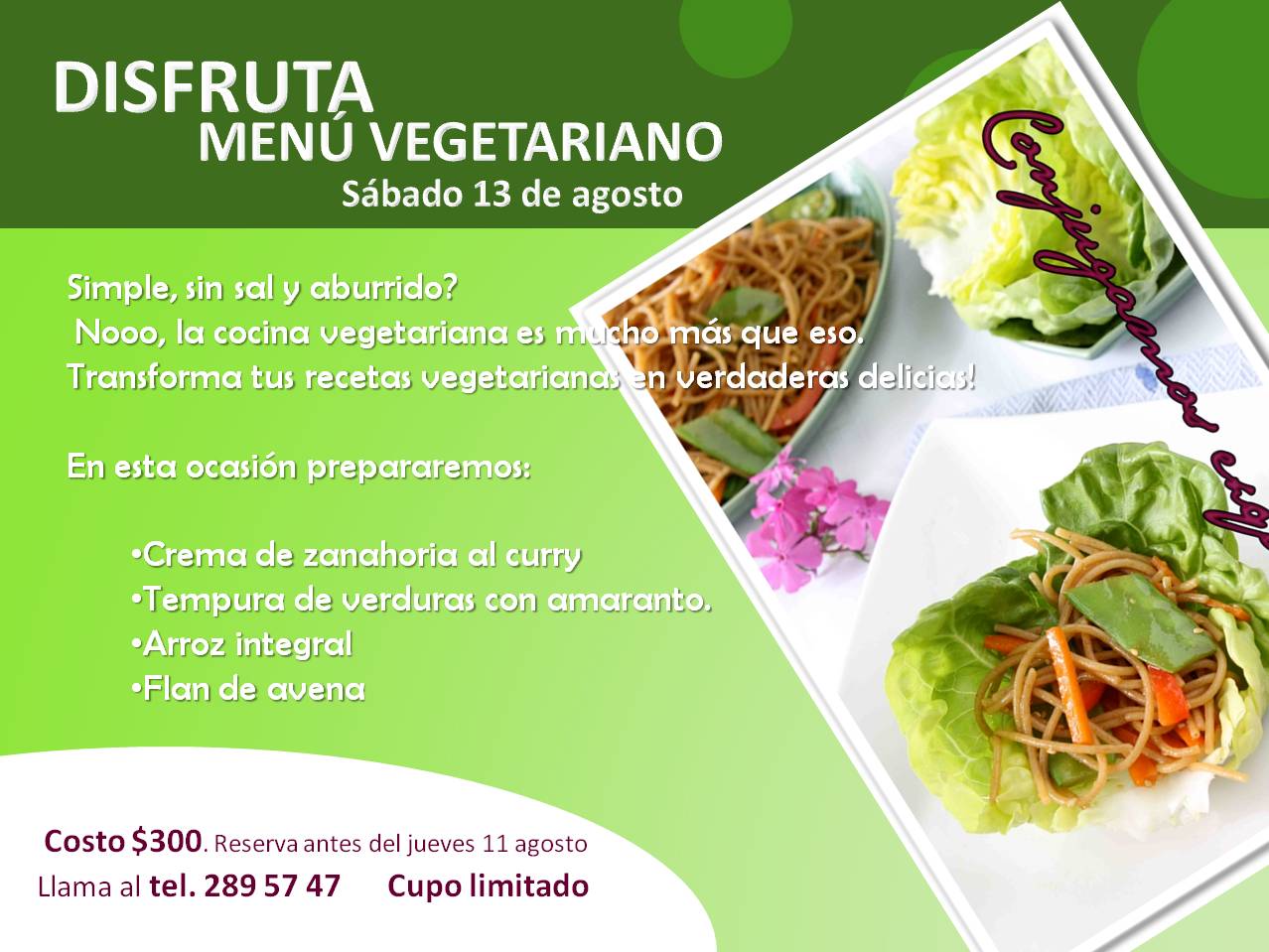Conjugando exquisito!: DISFRUTA: MENÚ VEGETARIANO