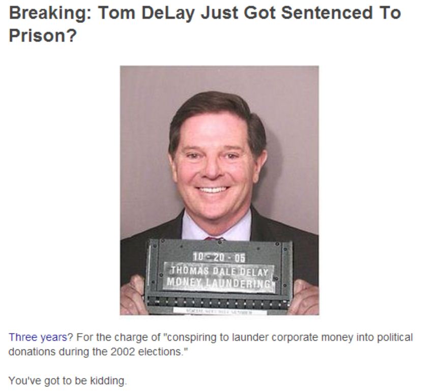 Liberally Lean From The Land Of Dairy Queen: The Saga Of Tom Delay