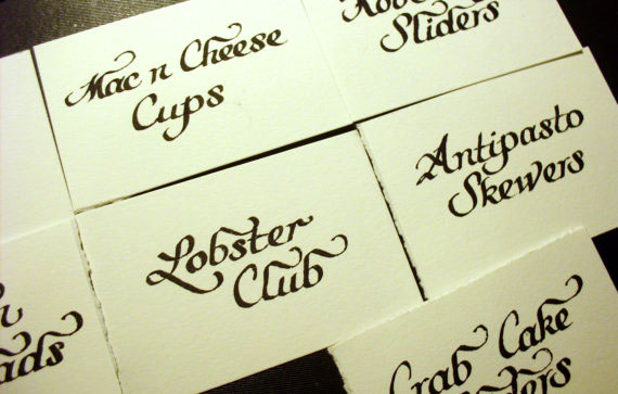 From the Ash Tree Meadow...: Wedding Reception Calligraphy: Food Labels ...