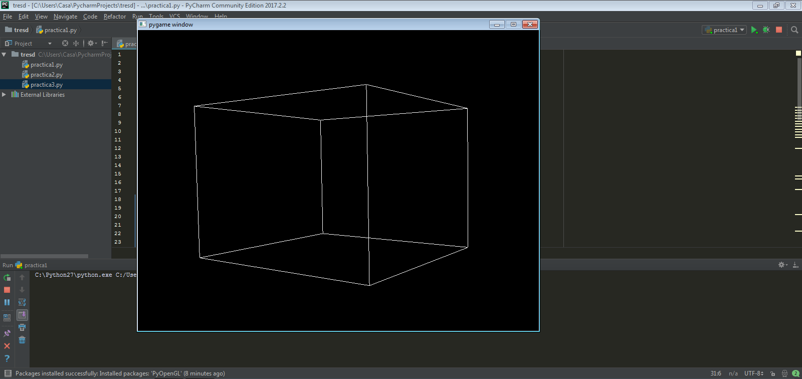David Alejandro Mendoza Martínez: Practica python 3D - Cubo y piramide