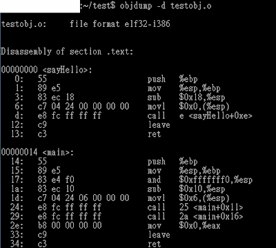 linux與嵌入系統: 用objdump指令觀察ELF檔案