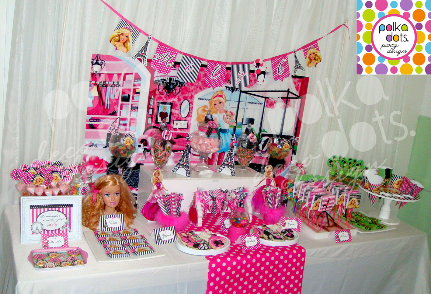 Polka Dots | Party Design: Candy Bar BARBIE in PARIS para MILY!!!