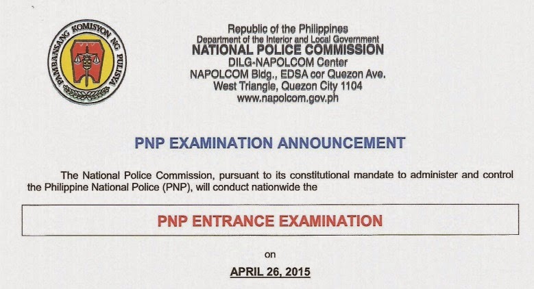 NAPOLCOM announces 2015 exam schedule, OLEASS and deadline of filing