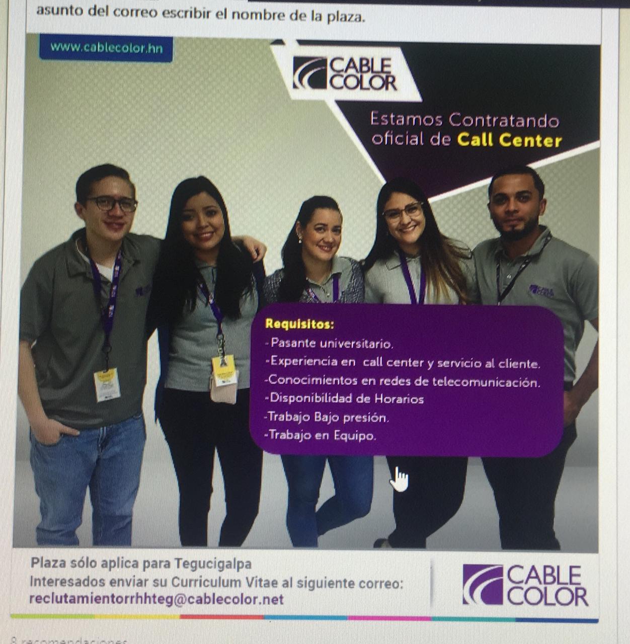 Oficial de Call Center - Tegucigalpa