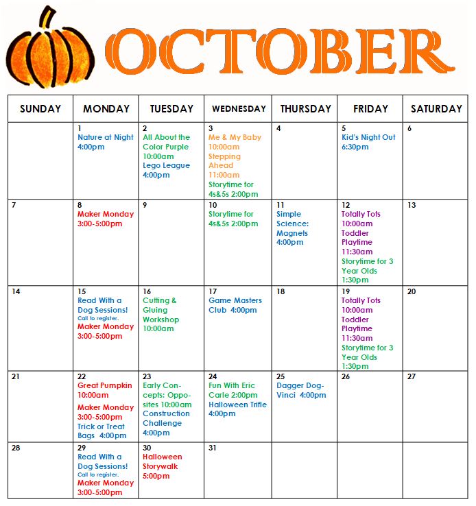 Bayport-Blue Point Public Library Children's Room: Calendars