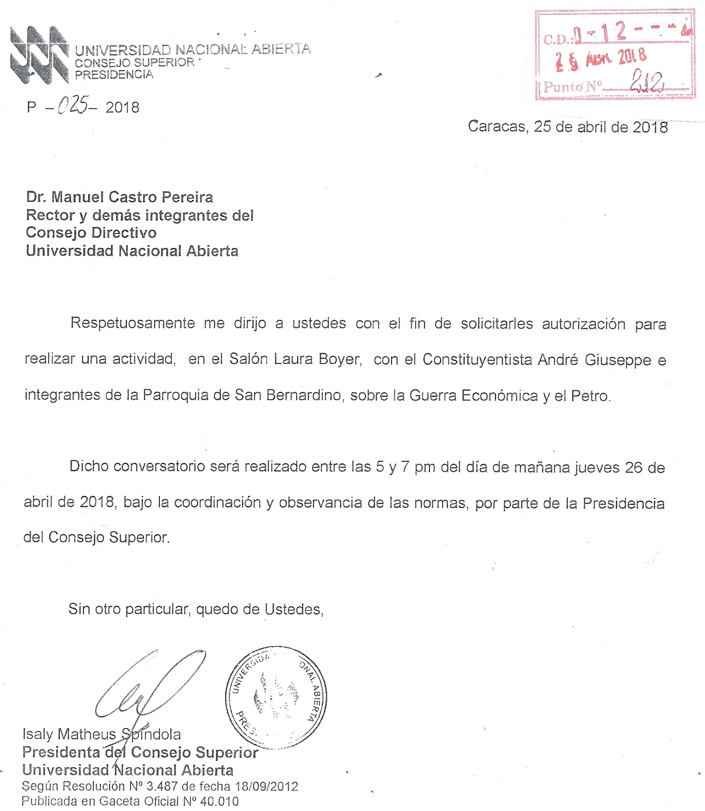 Representación del MPPEU en el Consejo Directivo de la UNA: Informe ...