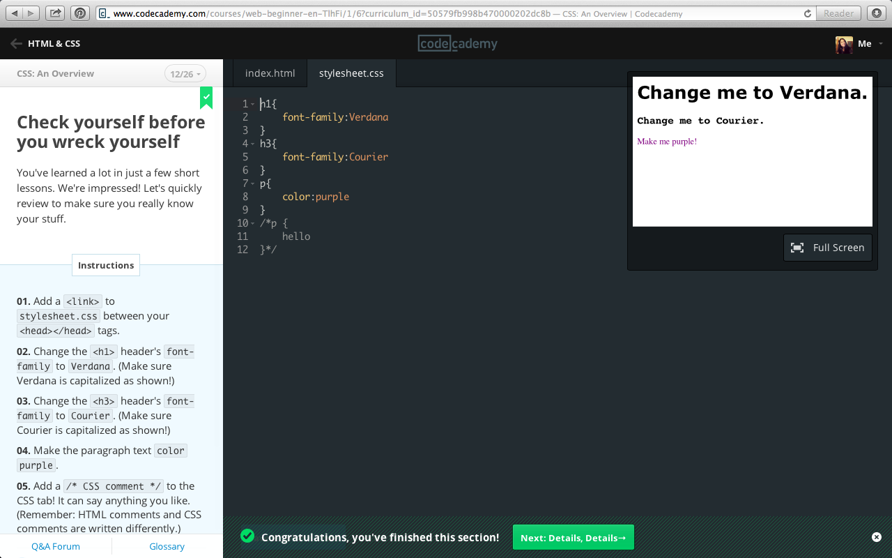 Nadia Larashari Shabrina: Codecademy | HTML & CSS: an Overview