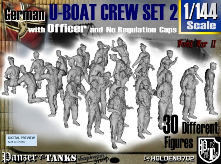 10mm Wargaming: 1-144 German U-Boot Crew Set 2 by Panzer VS Tanks