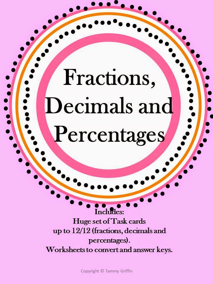 Called 2 Be A Teacher: Fraction Decimal and Percent Task Cards ...