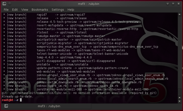BACKTRACK wielding FU: Fixing metasploit 4.5.0 bt0 launch error