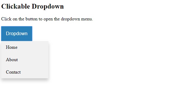 Create DropDown Menu Using HTML,JavaScript and CSS