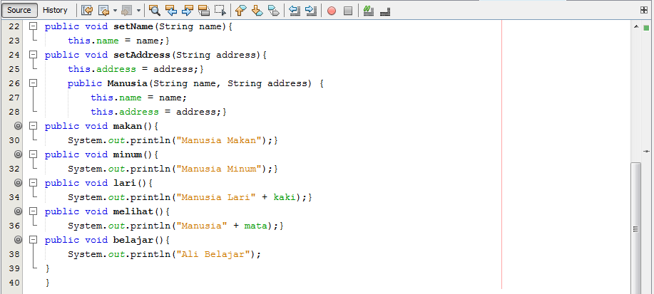 Tutorial Implementasi Inheritance dan Getter and Setter Manusia.java pada Java NetBeans