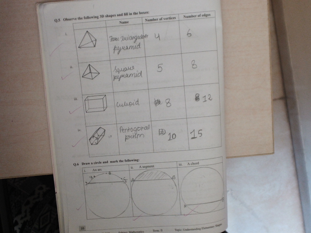 PIS VADODARA STD 6: Grade 6 Workbook Understanding Elementary Shapes