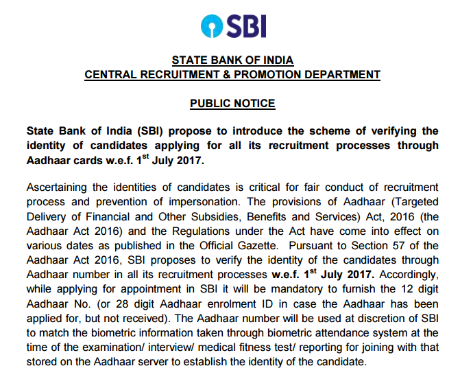 Click Here to Download SBI Official Notice in PDF