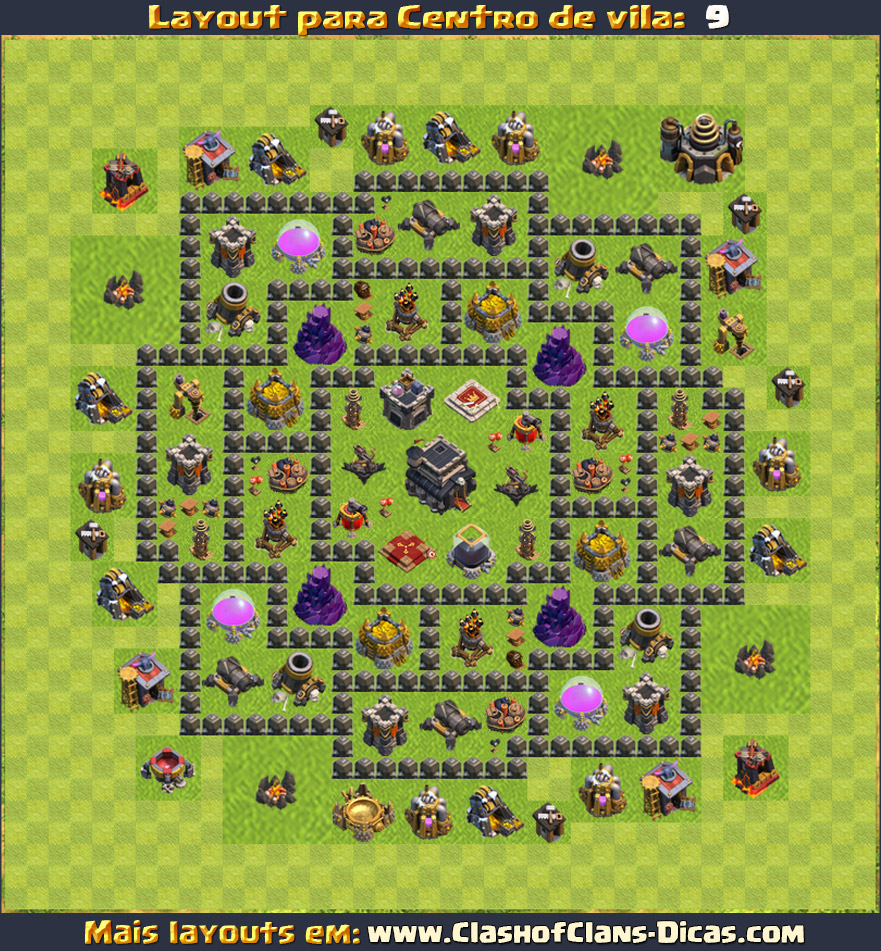 Layouts de CV9 - Clash of Clans - Clash of Clans Dicas, Gemas Grátis ...