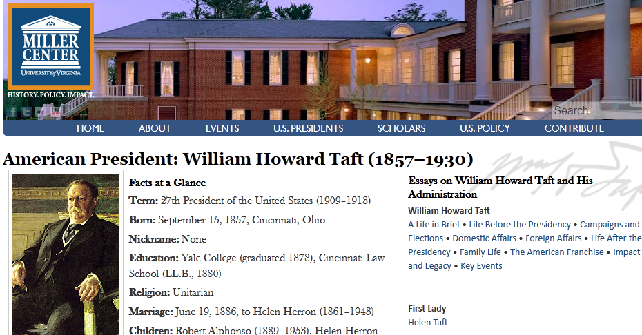 The Learning Professor: Website Spotlight: William Howard Taft