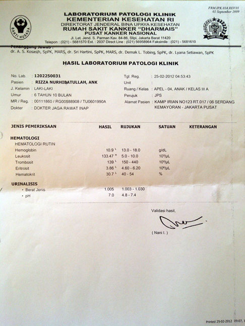 Contoh Surat hasil laboratorium kanker 2019 | Kumpulan Contoh Surat Lengkap