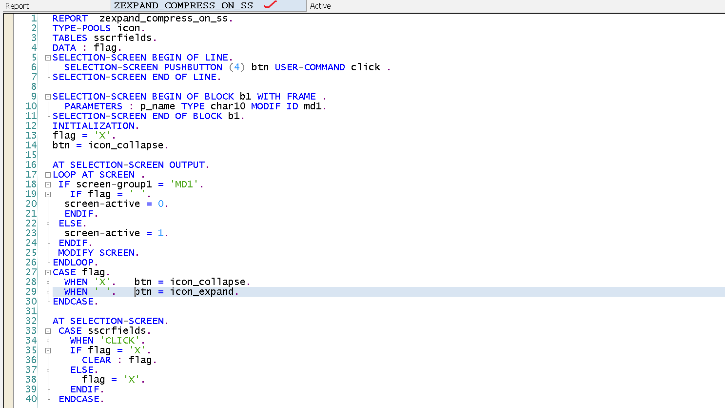 TECHSAP : Expand & Collapse of Selection-Screen Block