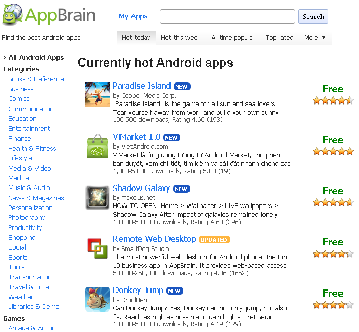 SmartDog Studio: Reached The Top 5 Hottest Apps in AppBrain