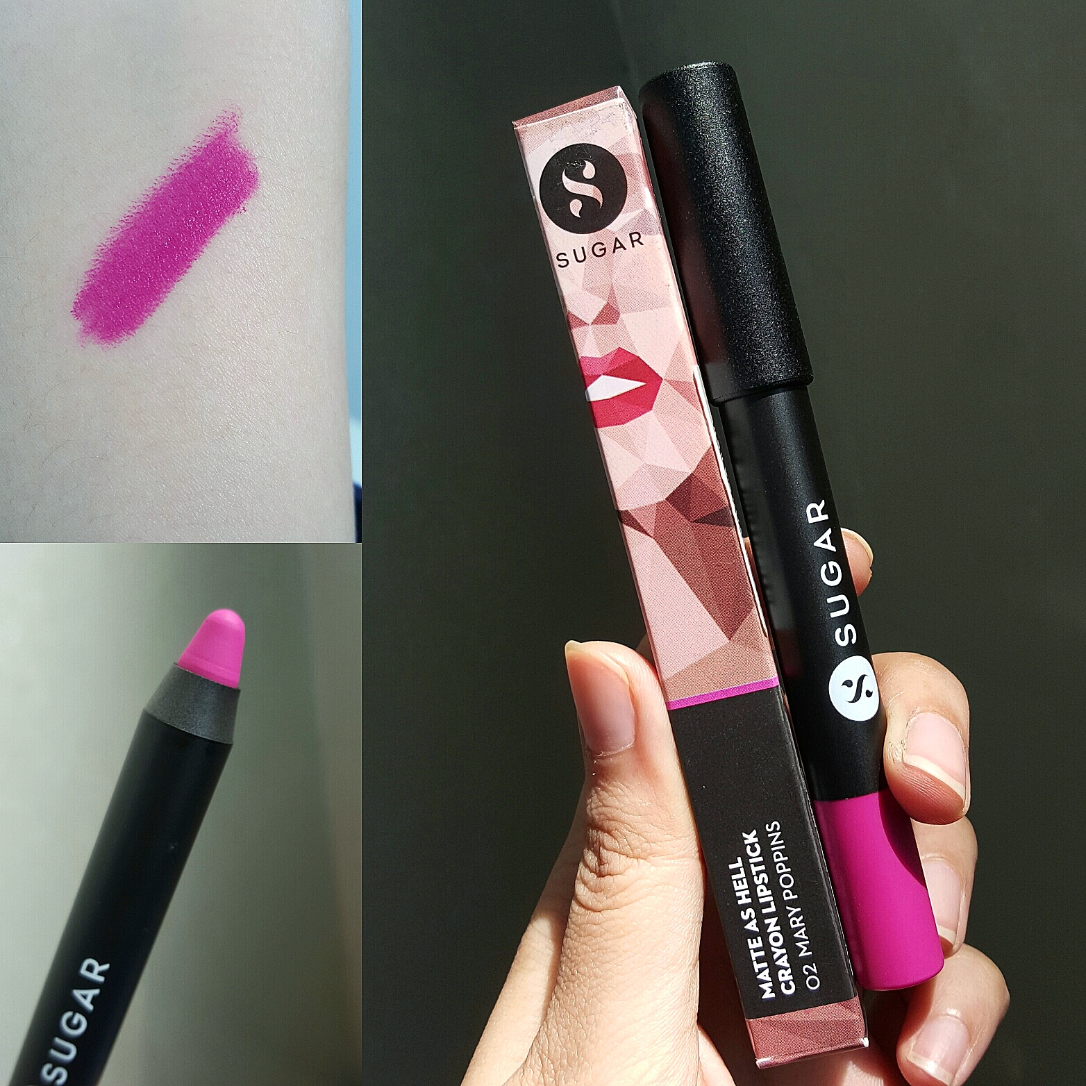 RIDZI MAKEUP: SUGAR COSMETICS HELL AS MATTE CRAYON LIPSTICK REVIEW