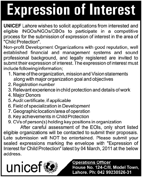 Expression of Interest ~ Pakistan Tender Online