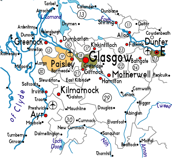 Map of Renfrew Shire City Area