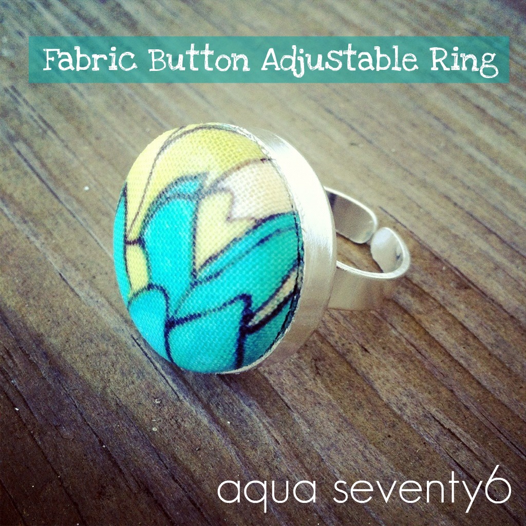 Aqua Seventy6: Fabric Button Adjustable Ring