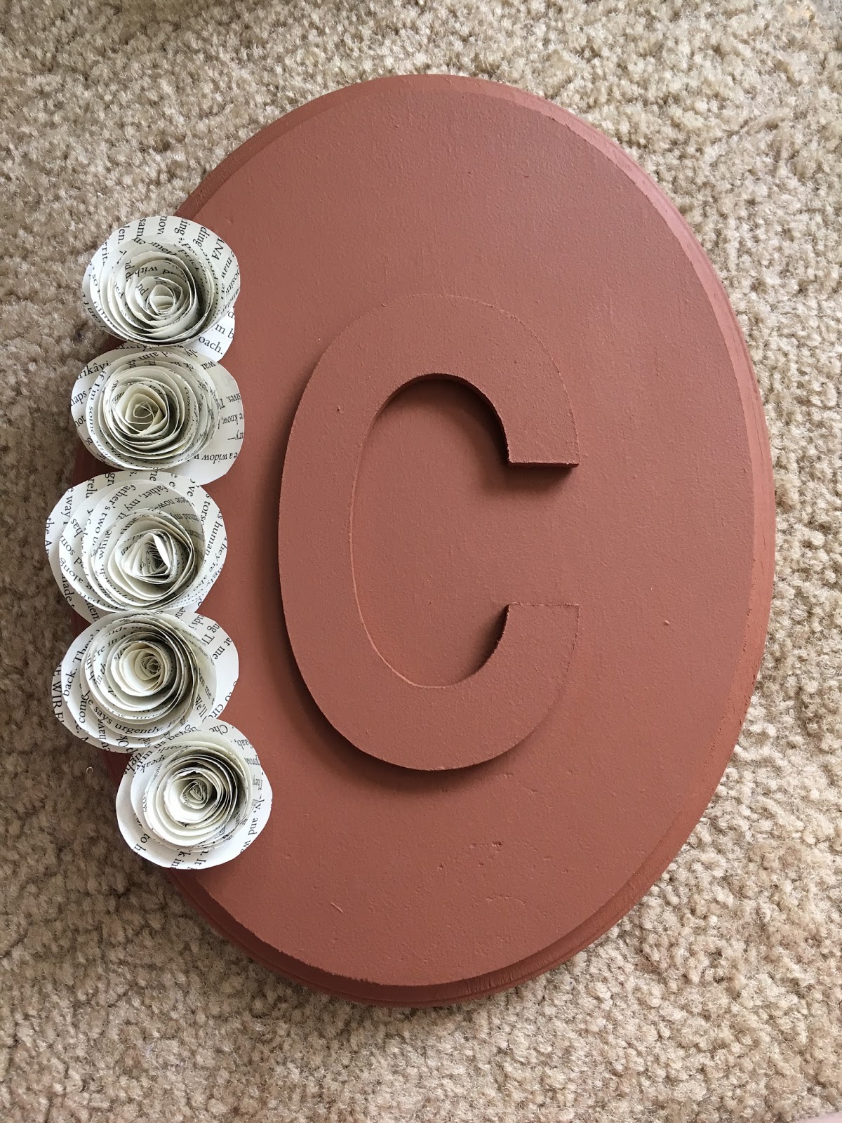 DIY: Wooden Initial Plaque with Paper Roses - Perfectly Ambitious