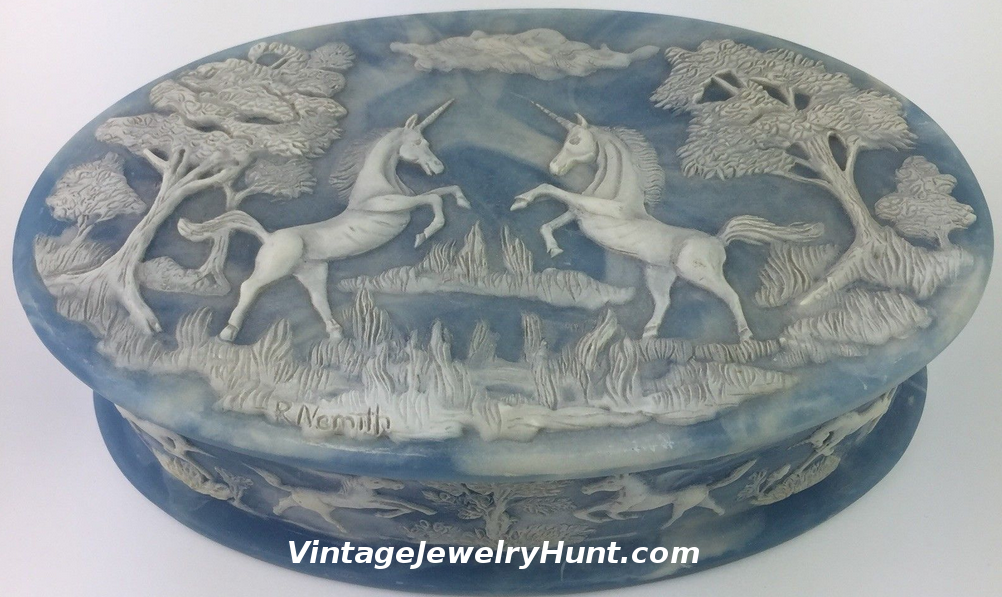 Vintage Genuine Incolay Stone Jewelry Box - munimoro.gob.pe