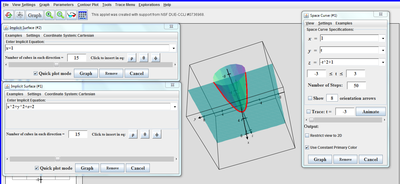 PROGRAMAS DE MATEMÁTICAS Y FISICA: Intersección e paraboloide con un plano con Calc plot 3d