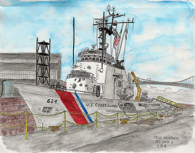 Chris Brown's Sketch House: USCGC Dauntless in Dry Dock 1