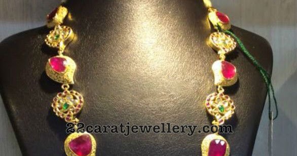 Ruby Mango Haram with Peacock Pendant - Jewellery Designs
