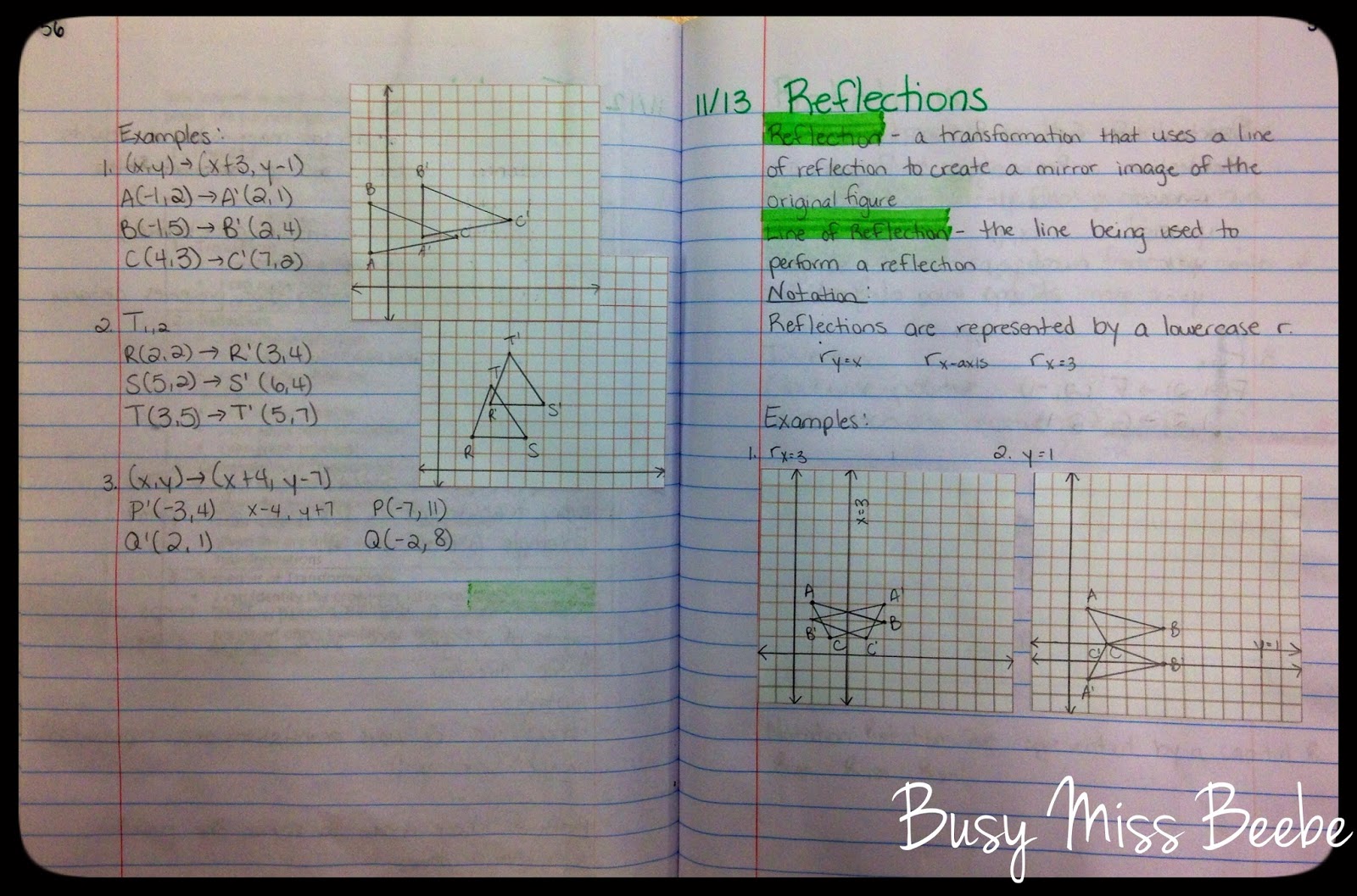 Busy Miss Beebe: 2014-2015 Geometry INB Unit 4 (Transformations)