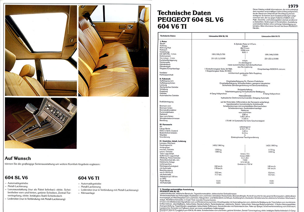 .: 604 1979. Brochure/Catálogo (Deutsche)