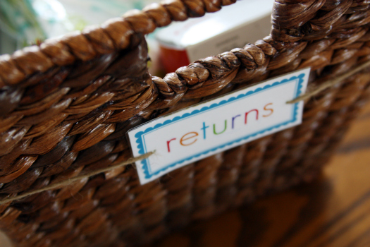 IHeart Organizing: Free Organizing, A Returns Basket and a Link Party!