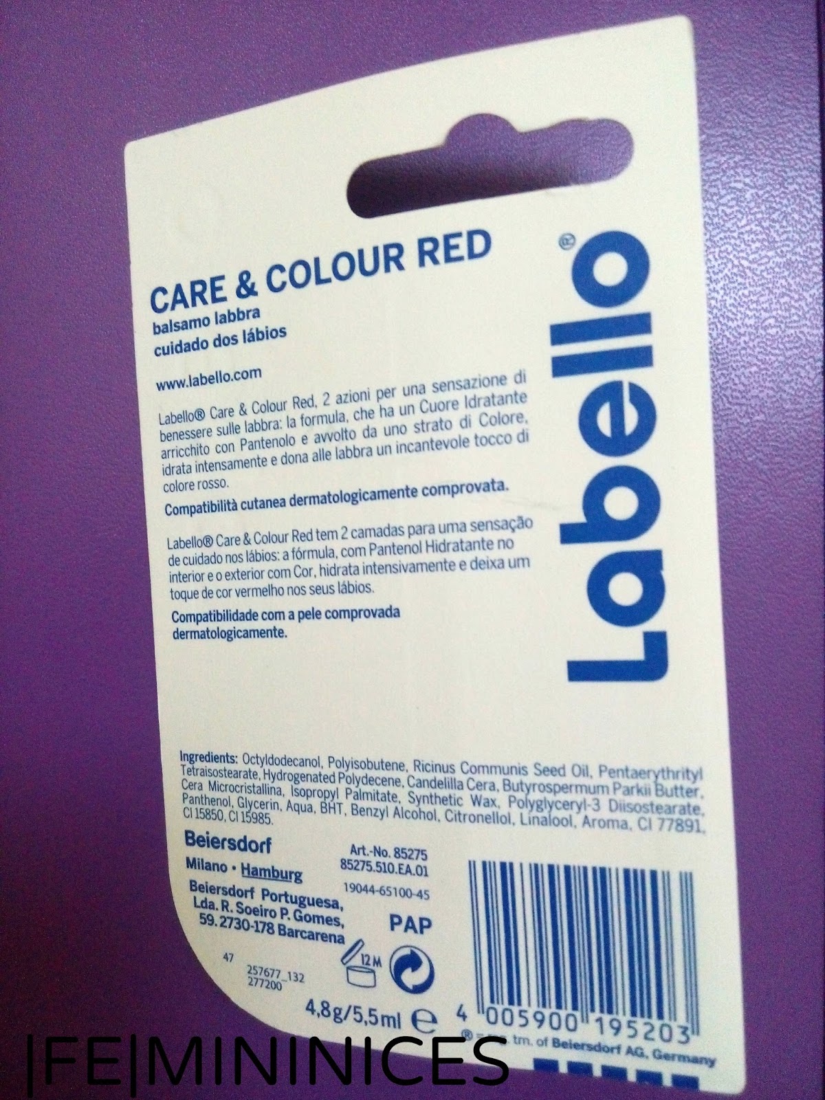 |Fe|Mininices: Review #87 - Care & Colour Red - Labello