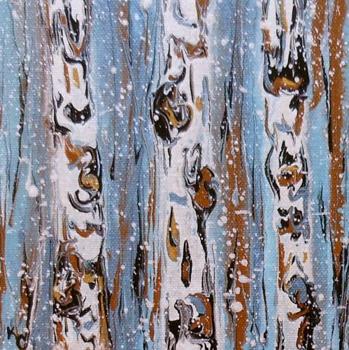 Aspen Tree Paintings: Winter Aspens II, 6x6x7/8 Original Contemporary ...