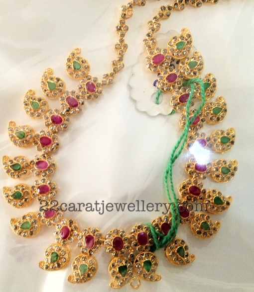 Short Mango Necklace with Uncuts - Jewellery Designs