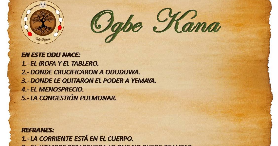 Awo Irete Kutan: Ogbe Kana