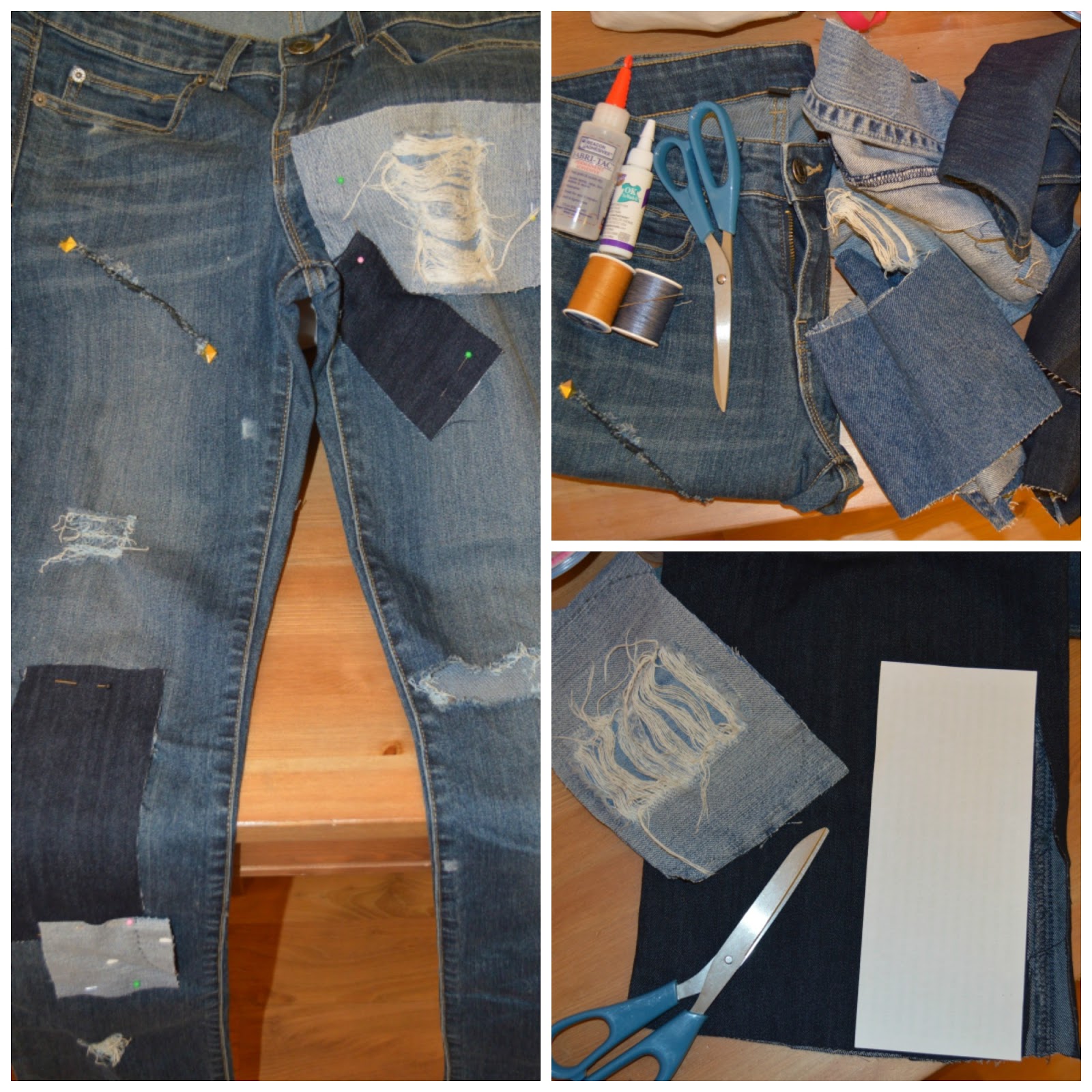There is also the option to hand stitch the pieces onto your jeans ...