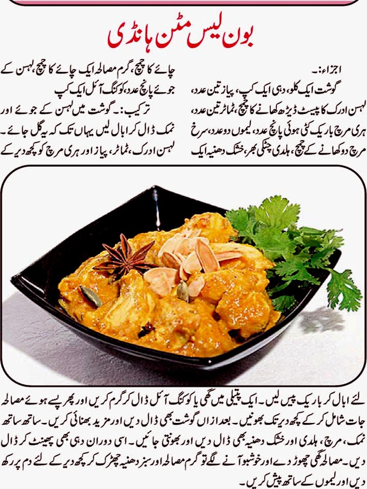 Urdu Recepies 4U: Food Recipe Of Boneless Mutton Handi