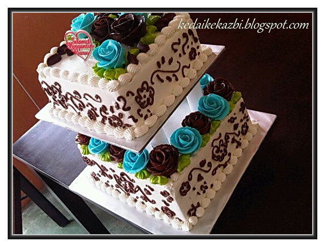KEDAI KEK AZBI: WEDDING 2 TINGKAT COKLAT BIRU